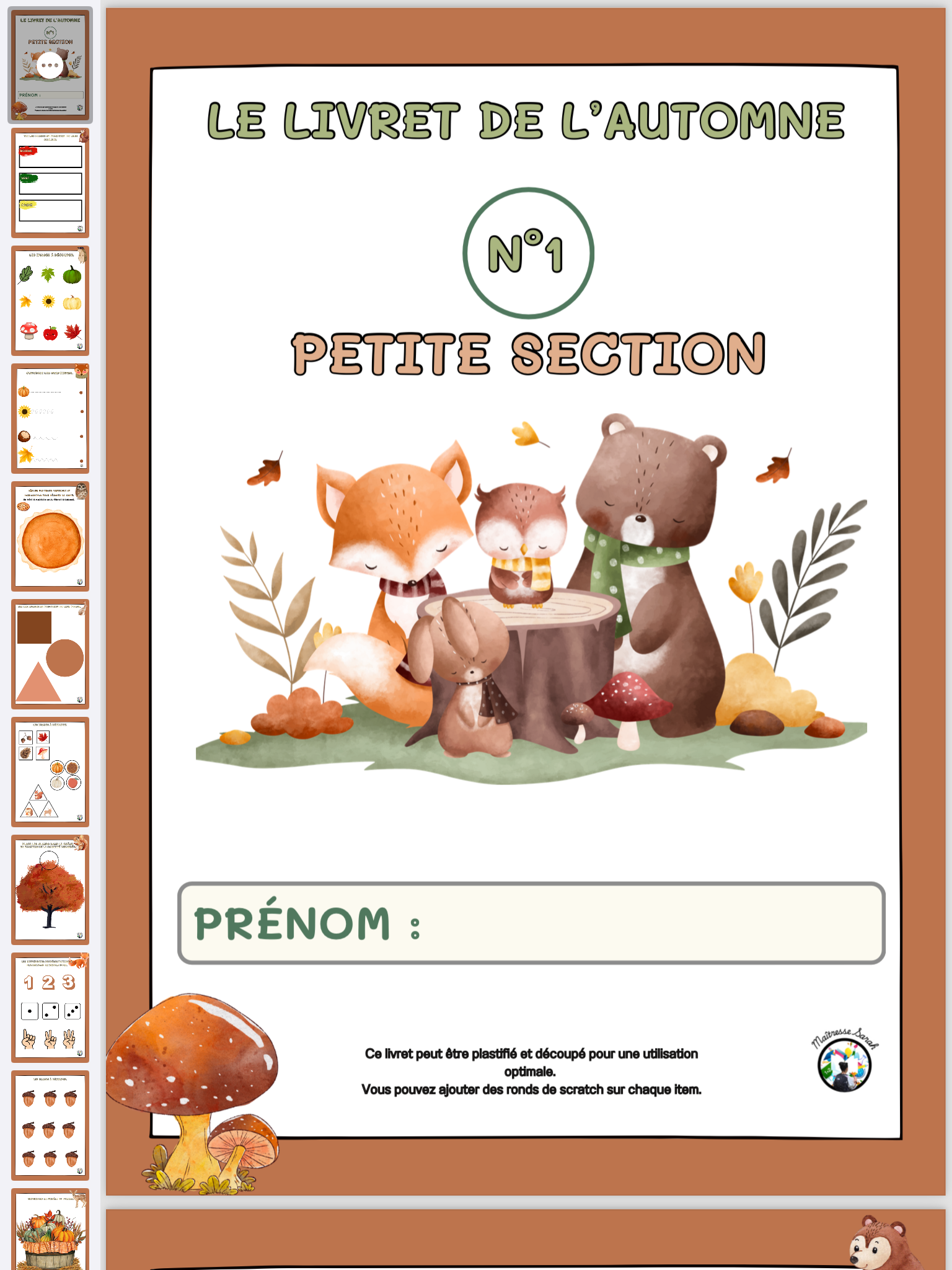 Livret PDF - Automne - Petite section – Maitresse-sarah-rb